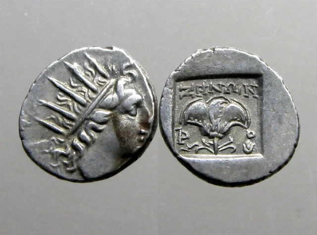 RHODOS CARIA SILVER DRACHM______Helios & Rose_____HOME TO THE COLOSSUS ...