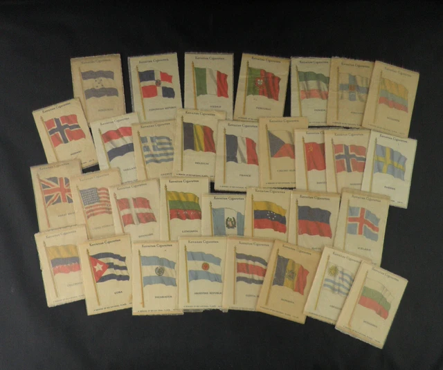 32 X NATIONAL Flags Silks in Packets Cigarette Cards by J Wix 1934 Rare ...