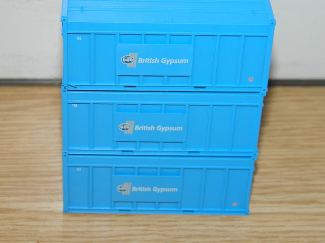 3X BLUE BRITISH Gypsum Container load 20ft Accurascale for OO PFA & FEA ...