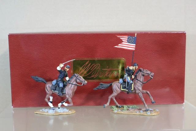 BRITAINS 17371 AMERICAN CIVIL WAR MOUNTED UNION CAPTAIN & GUIDON BEARER ...