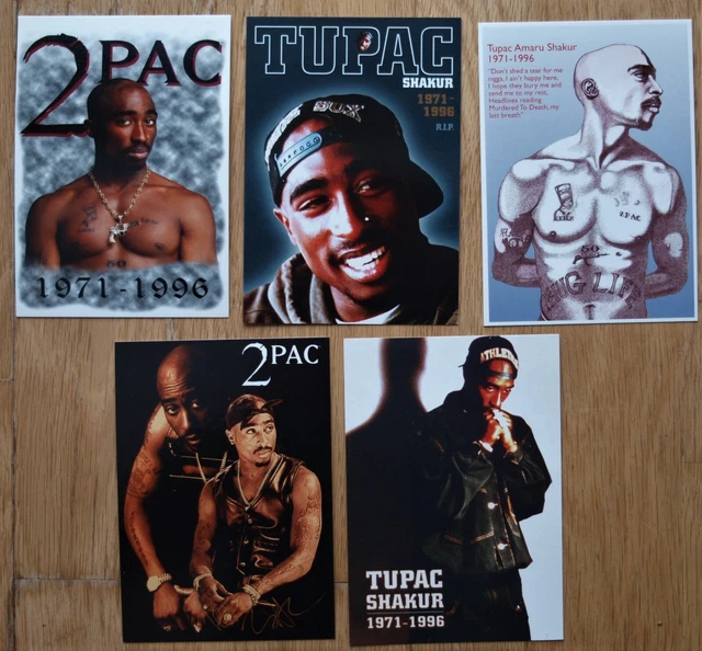 2PAC TUPAC SHAKUR Postkarten 5 verschiedene Originale aus den 1990er ...