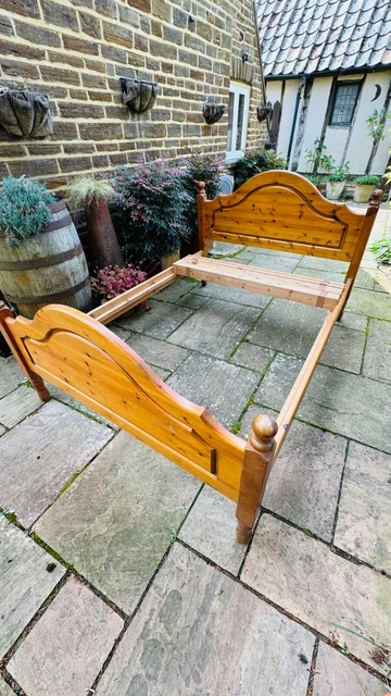 SOLID PINE DOUBLE bed frame with 12 pine slats £15.00 - PicClick UK