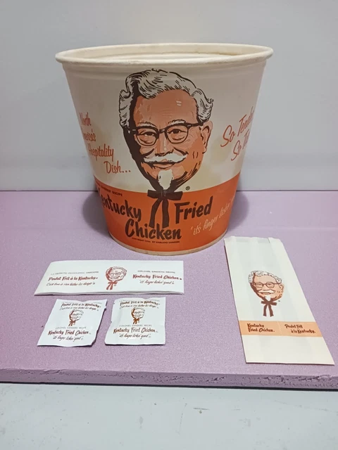 1950'S ORIGINAL KENTUCKY Fried Chicken KFC Bucket, Napkin, Bag & sealed ...