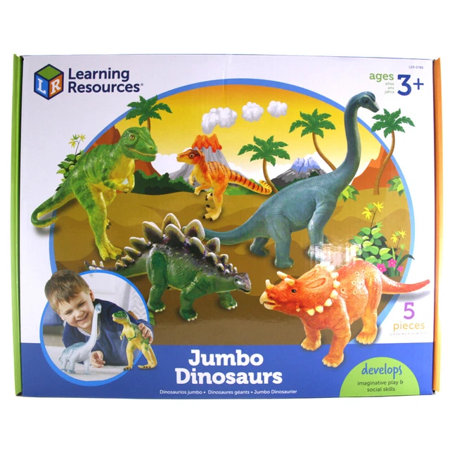 LEARNING RESOURCES JUMBO Dinosaurs Figure Set T-Rex Stegosaurus ...