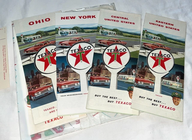 VINTAGE 1961 TEXACO Tour Kit Maps & Travel Brochures Ohio New York USA ...
