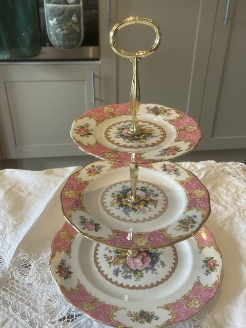 ROYAL ALBERT ‘LADY Carlyle’ 3 tier Cake Stand Excellent Vintage ...