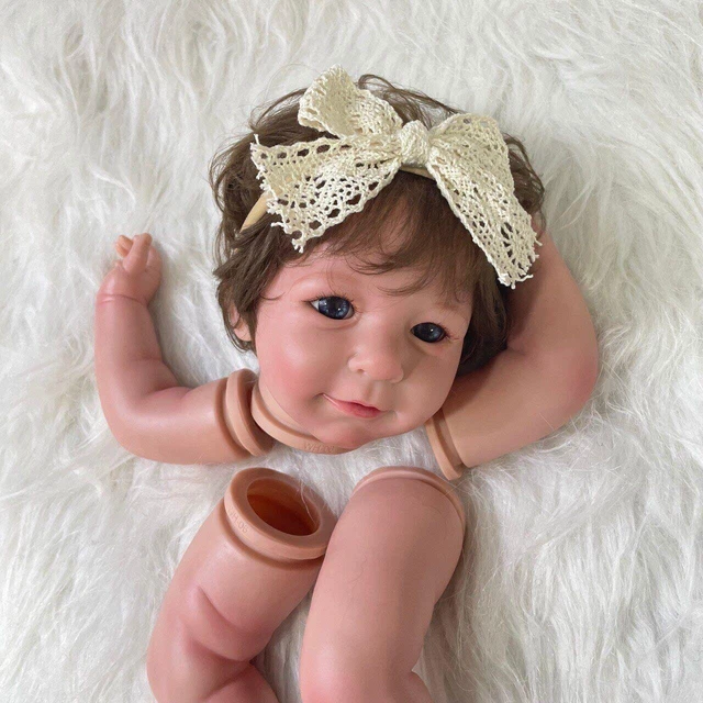 17IN UNASSEMBLED REBORN Doll Kit Parts With Rooted Hair Cloth Body ...