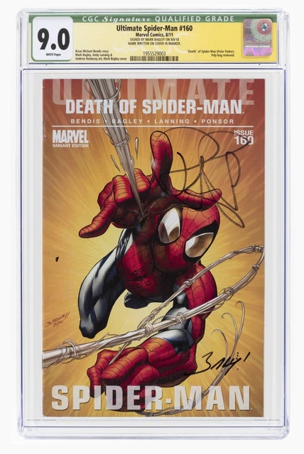 ULTIMATE SPIDER-MAN 160 CGC 9.0 2X SIGNED BAGLEY & BENDIS £69.16 ...