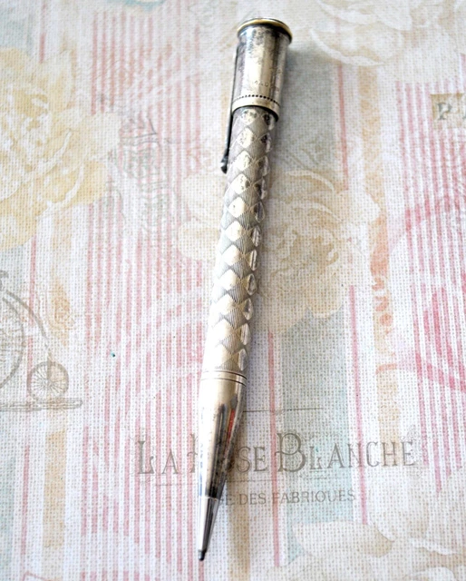 CRAYON PORTE-MINE JIF (Waterman) Plaqué Argent décor carreaux ...