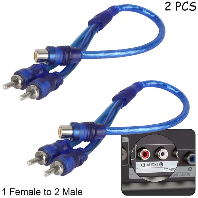2PCS RCA Y Splitter Audio Jack Cable Adapter 1 Female to 2 Male ...