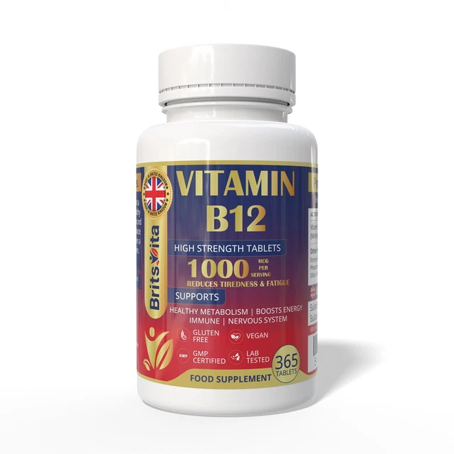 VITAMIN B12 TABLETS High Strength - 365 Tablets - 1000mcg Dual Power ...