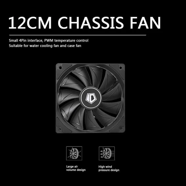 ID-COOLING 4 PIN 120mm Desktop Chassis Fan DC 12V Computer PC Case PWM ...