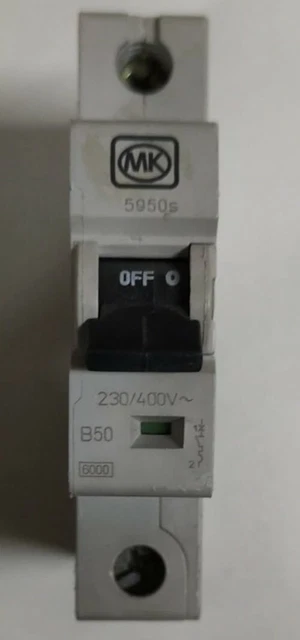 MK MCB 50 Amp Single Pole Circuit Breaker Type B 50A B50 Sentry 5950S £19.99 - PicClick UK