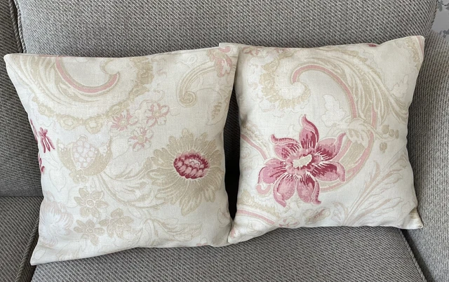 LAURA ASHLEY - Baroque, Raspberry Parchment 16” X 16” Cushion Covers X ...