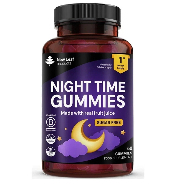 NIGHT TIME GUMMIES - Lavender Flower, L-Theanine Vitamin B6 & Magnesium ...