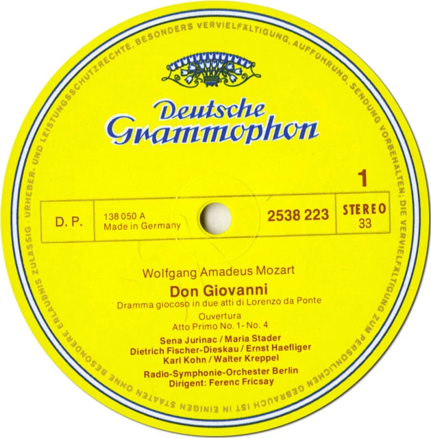 MOZART DON GIOVANNI JURINAC SEEFRIED STADER FISCHER-DIESKAU FRICSAY 3LP ...