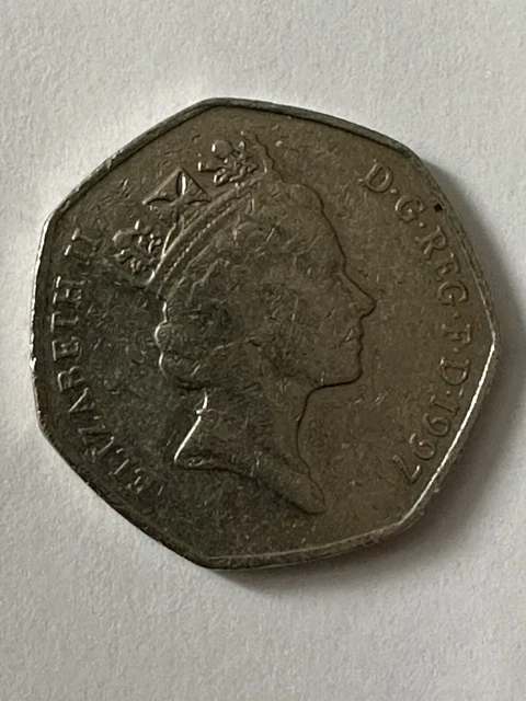 1997 RARE VALUABLE 50p Britannia Shield Fifty Pence Coin collectible £ ...