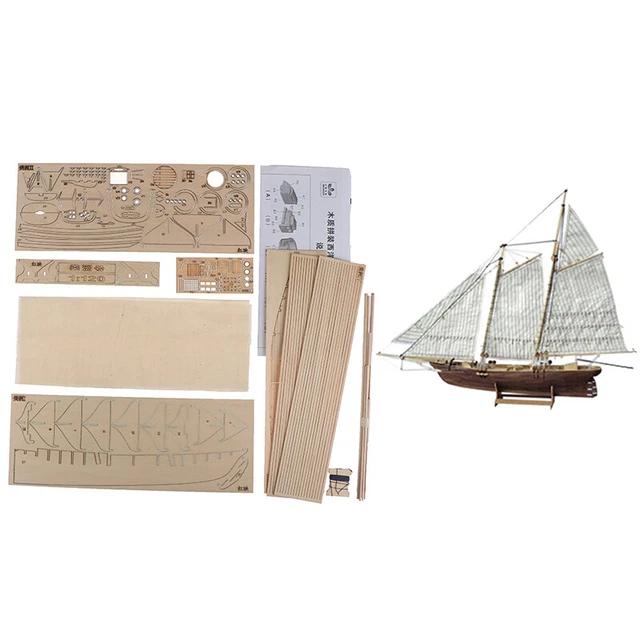 1:120 DIY WOODEN Assembly Sailing Ship Model Classic Sailing Boat ...