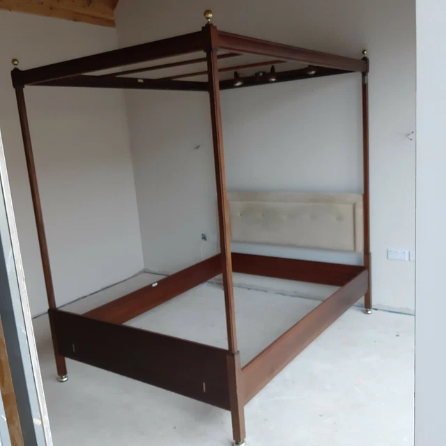 MID CENTURY G Plan Four Poster Bed with Lights and Upholstered ...