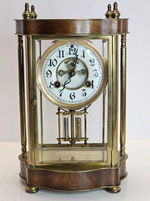 ANTIQUE 1912 WATERBURY Brittany Victorian Brass & Glass Crystal ...