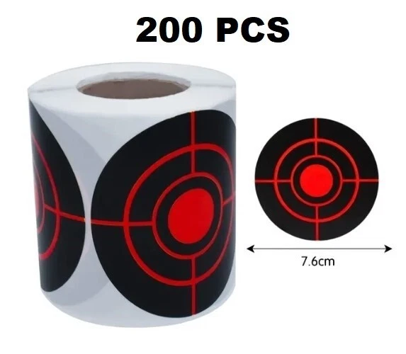 ROULEAU DE 200 cibles réactives autocollantes noir et rouge EUR 18,50 ...