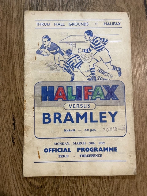 1959 HALIFAX RUGBY League Football Club Programme Bramley 30/3/59 March ...