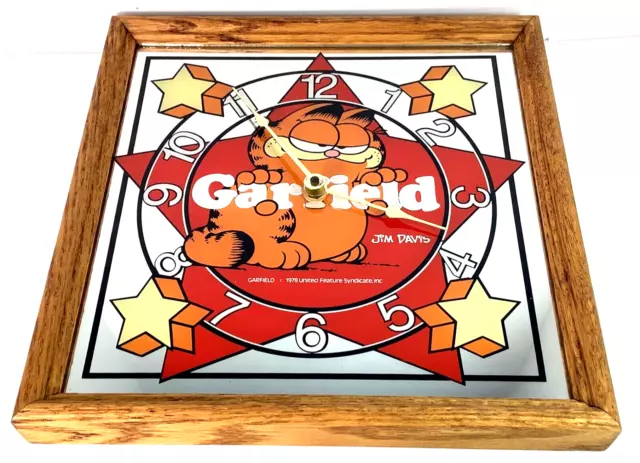 VINTAGE RARE GARFIELD Mirrored Wall Clock 1978 Jim Davis (CLOCK NOT ...