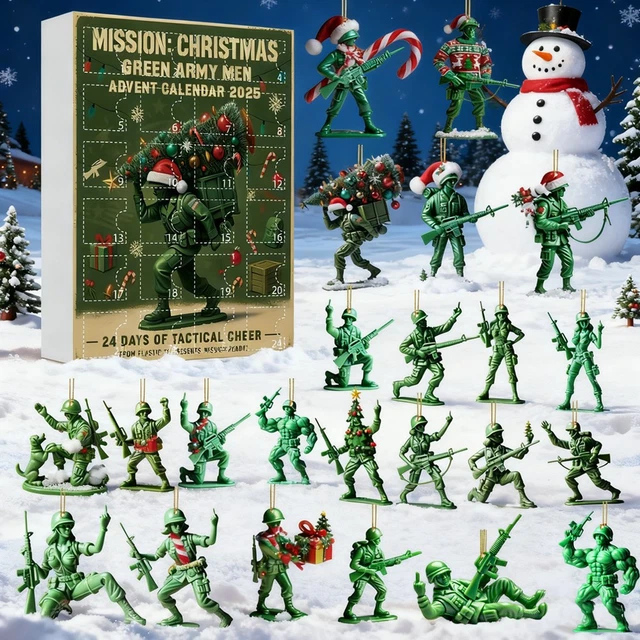 2025 GREEN ARMY Christmas Advent Calendar Blind Box Acrylic Hanging ...