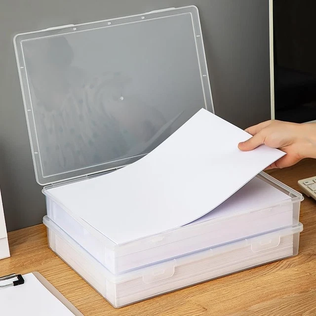 A4 SIZE FILE Organizer Boxes With Lids-Transparent Document Storage ...