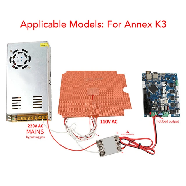 3D PRINTER SILICONE Heated Pad For Annex K3 110V 500W 170x170mm High ...