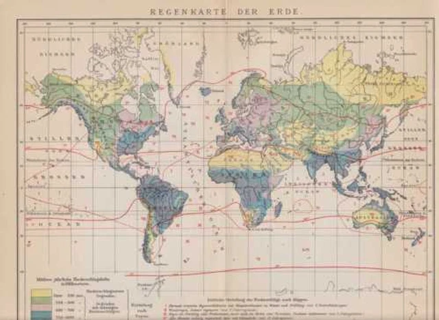 RAINFALL AMOUNT YEAR Rain Map of the Earth 1903 Rainfall Height £6.79 ...
