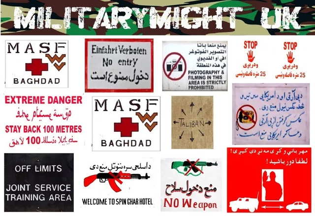 1/32 - 1/35 Scale Afghanistan Military Base Signs Set Diorama Decals £5 ...