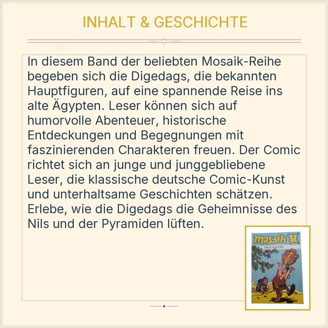MOSAIK DIGEDAGS NACH Ägypten Comic Taschenbuch Deutsch Retro Abenteuer ...