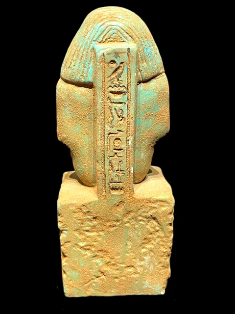 ANCIENT EGYPTIAN HIEROGLYPHIC HEAVY STONE PHARAOH STATUE - 300bc (44 ...