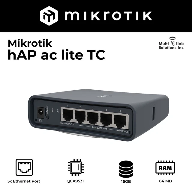 MIKROTIK ROUTERBOARD HAP AC Lite Tower WiFi coverage for 2.4GHz and ...