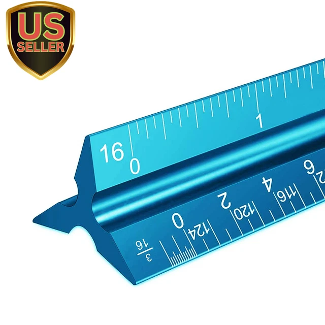 ARCHITECTURAL SCALE RULER, 12" Aluminum Architect Scale, Triangular ...