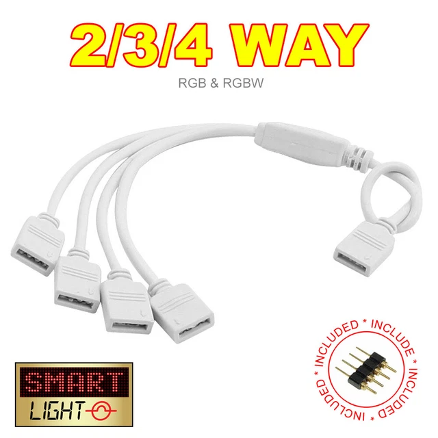 CAVO SPLITTER STRISCIA LED 2/3/4 vie 4-5 pin RGB RGBW + connettore 5050 ...
