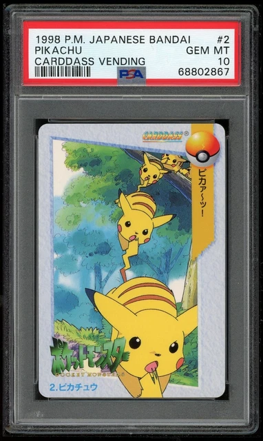 POKEMON JAPANESE CARDDASS 1998 002 Pikachu 2 Card Bandai FA PSA 10 ...