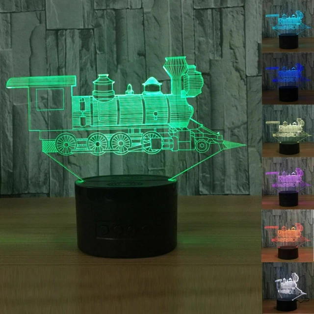 TRAIN MODEL LED 7 Color 3D illusion LED Figure Night Lights Desk Table ...