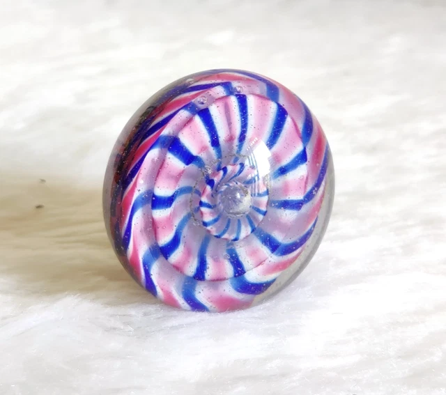 ANTIQUE BLUE PINK White Four-Layered Swirl Weight Clear Glass Bubble ...