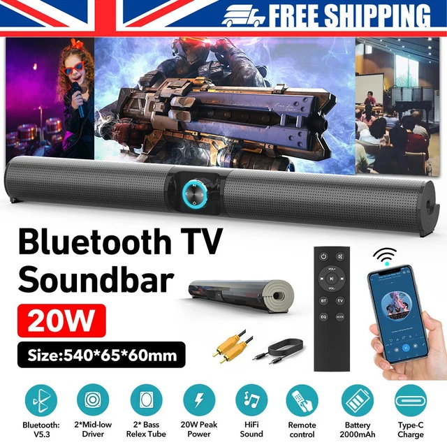 POWERFUL TV SOUND Bar Home Theater Subwoofer Wireless Soundbar Bluetooth Speaker £23.99 ...