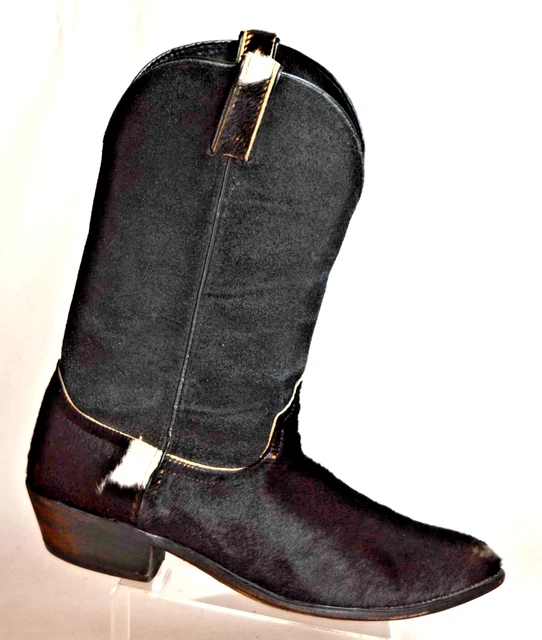 CODE WEST MEN'S 11 D Vintage Cow Hair Fur Cowboy Western Boots Brown ...