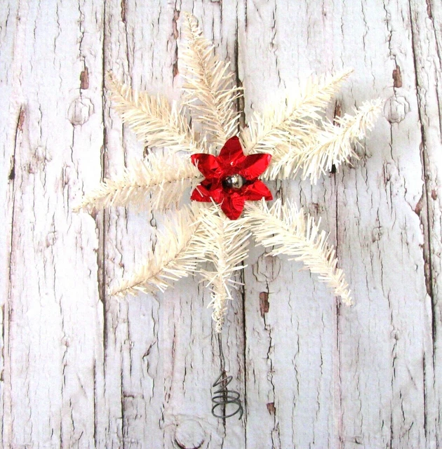 ANTIQUE GERMAN WHITE Tinsel Star Tree Topper Rare 1920s Christmas Star ...