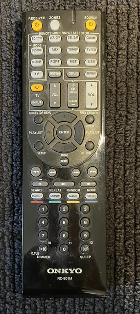 GENUINE ONKYO RC-801M Home Theater AVR Receiver Remote - Tested Working ...