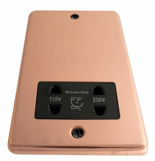 PRISE RASOIR DOUBLE tension plaque standard G&H CBC30B 115-230V cuivre ...