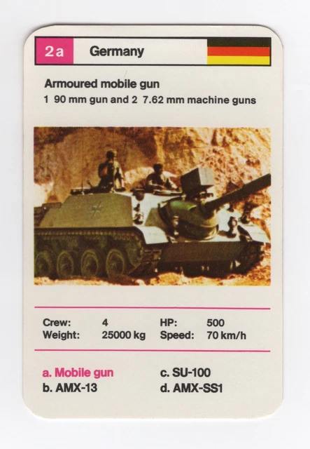 TOP TRUMPS TANKS 1970s. Germany Armoured mobile gun EUR 3,67 - PicClick FR