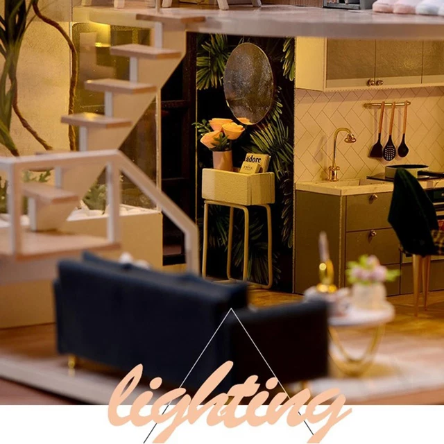 MINI DOLLHOUSE FURNITURE Set Nordic Style Cottage for Girls Birthday ...