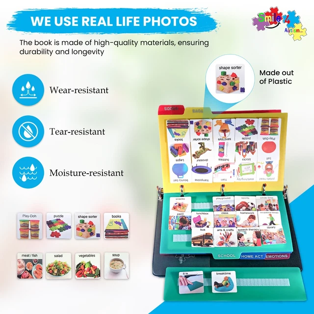REAL PLASTIC SCHOOL Pecs Picture Communication Book Autism Speech ...