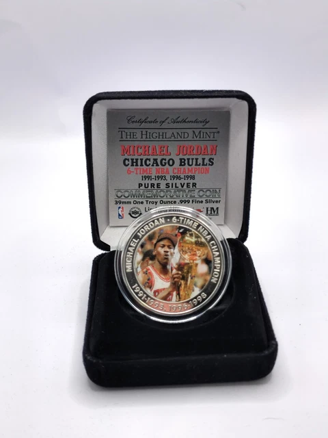 2022 HIGHLAND MINT Michael Jordan 6-Time Champion 1oz Pure Silver Coin ...