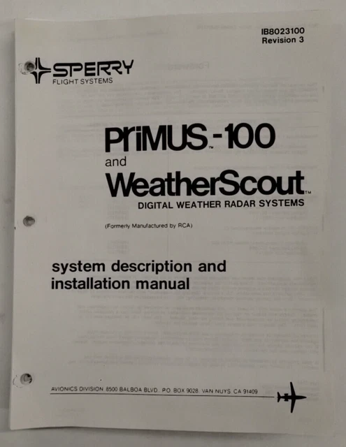 SPERRY PRIMUS-100 WEATHER Scout Digital Weather Radar System ...